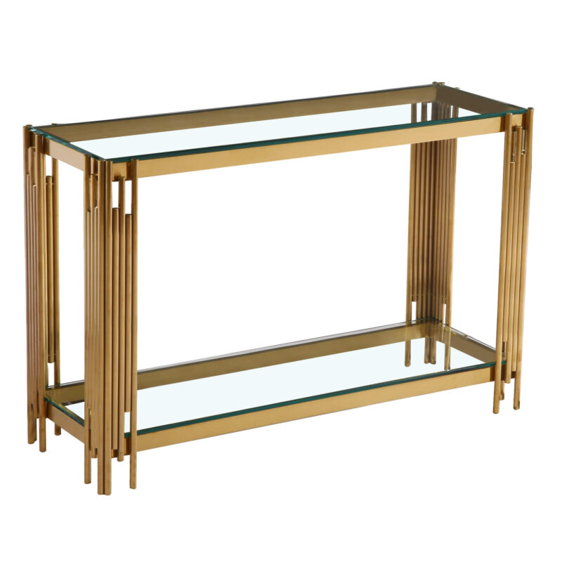 Cleveland Clear Glass Console Table Gold – Heartlands Furniture ...