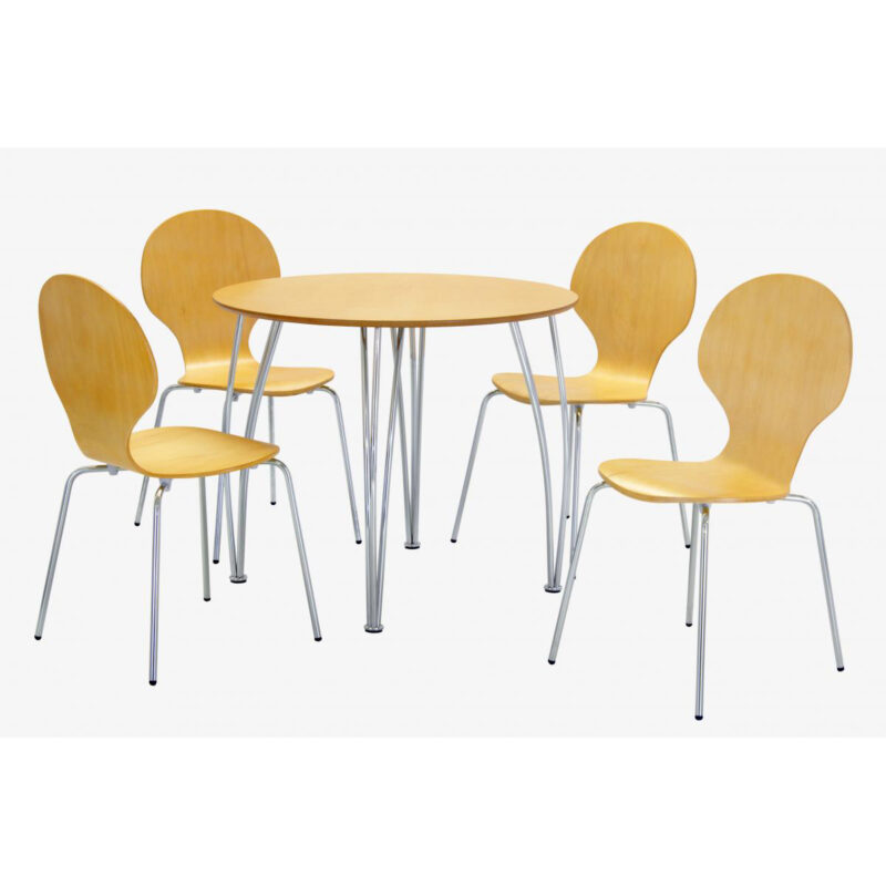 Fiji Round Dining Set with 4 Chairs Beech – Heartlands Furniture ...