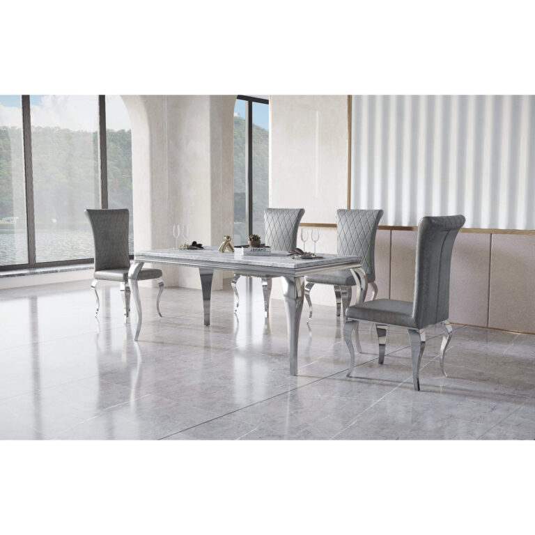 Grande Marble Dining Table with Stainless Steel Base – Heartlands ...