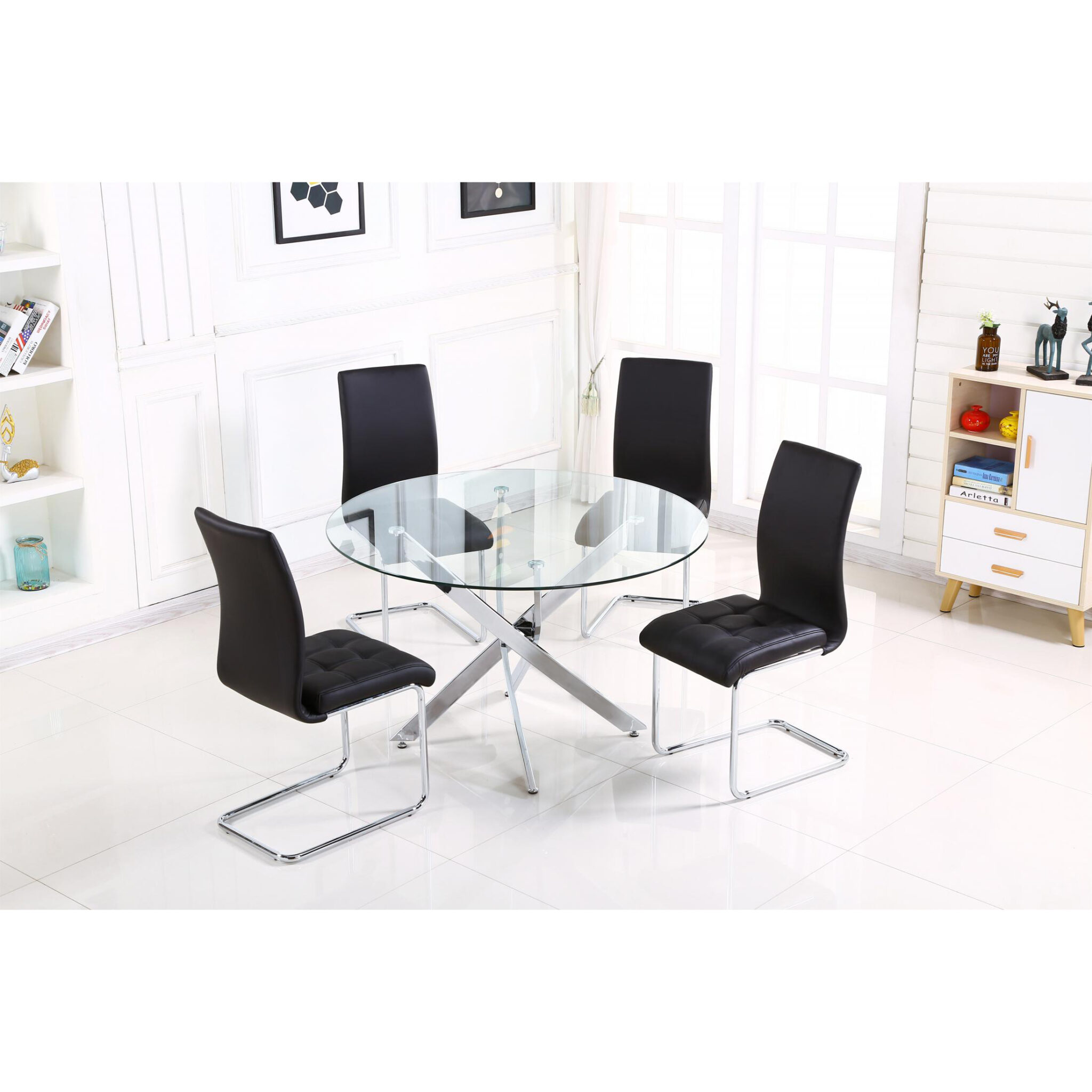 Samurai Dining Table Chrome & Clear – Heartlands Furniture Wholesale Ltd