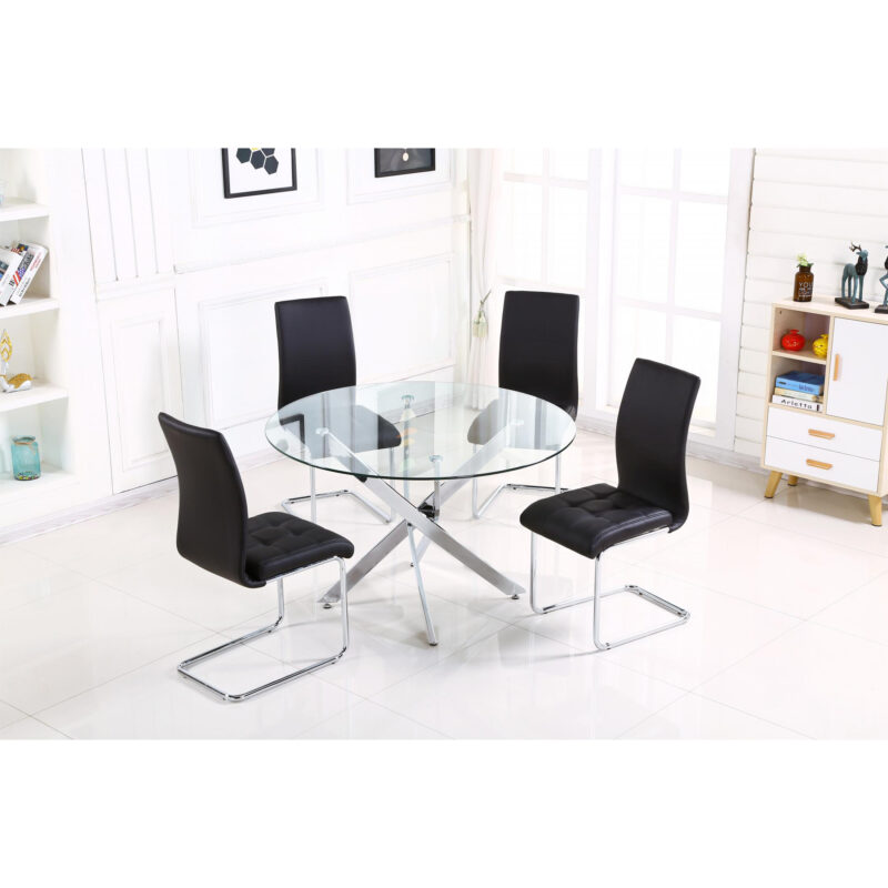 Samurai Dining Table Chrome & Clear – Heartlands Furniture Wholesale Ltd