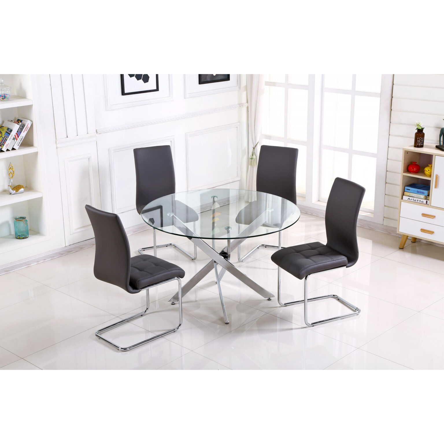 Samurai Small Dining Table Chrome & Clear – Heartlands Furniture ...