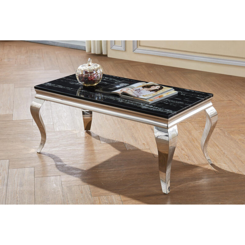 Arriana Marble Coffee Table with Stainless Steel Base – Heartlands ...