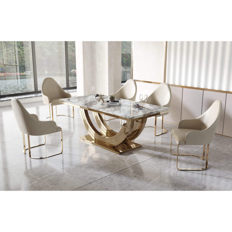 Midas Marble Dining Table with Stainless Steel Base Gold – Heartlands ...